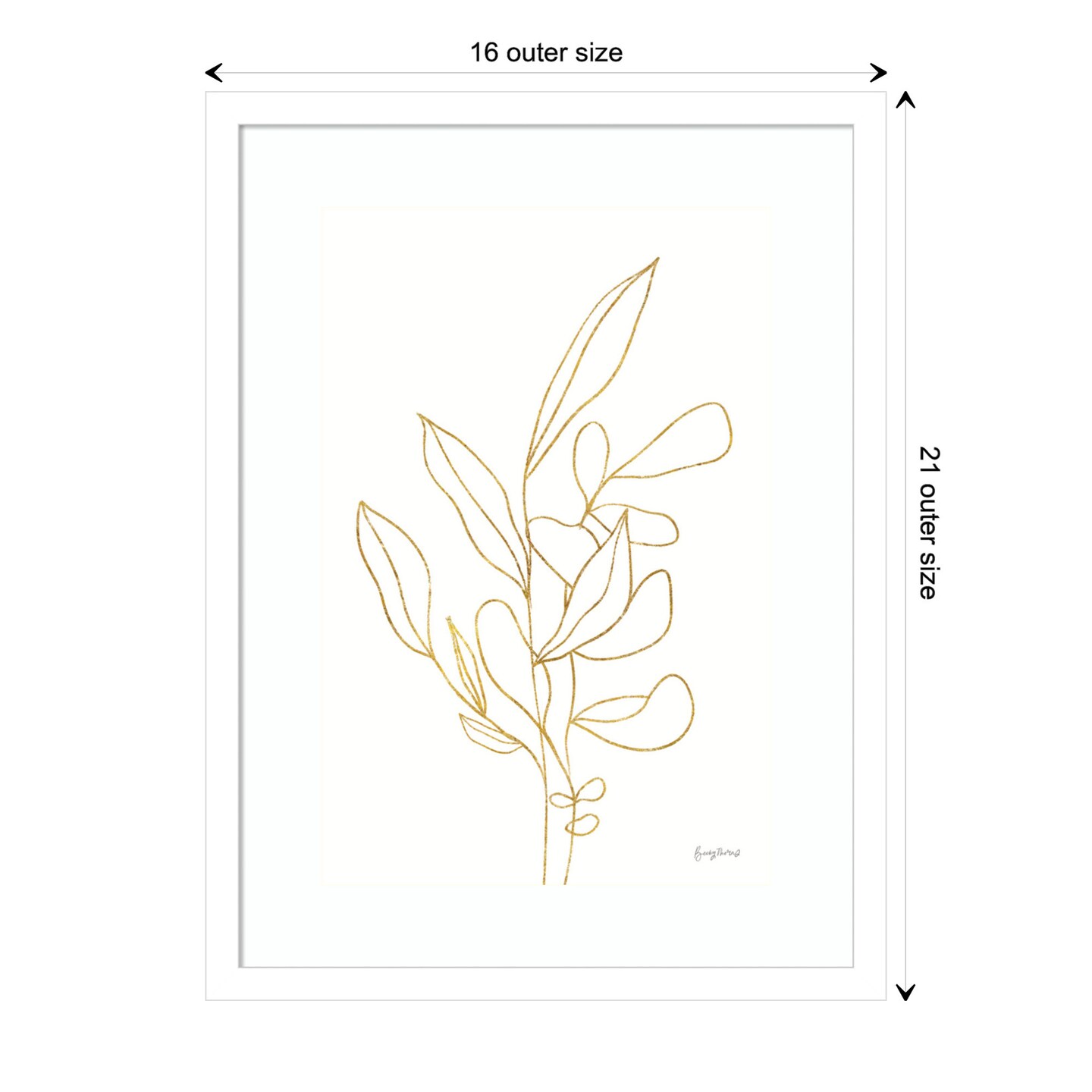 Rooted Florals V Gold By Becky Thorns Wood Framed Wall Art Print rooted-florals-v-gold-by-becky-thorns-wood-framed-wall-art-print