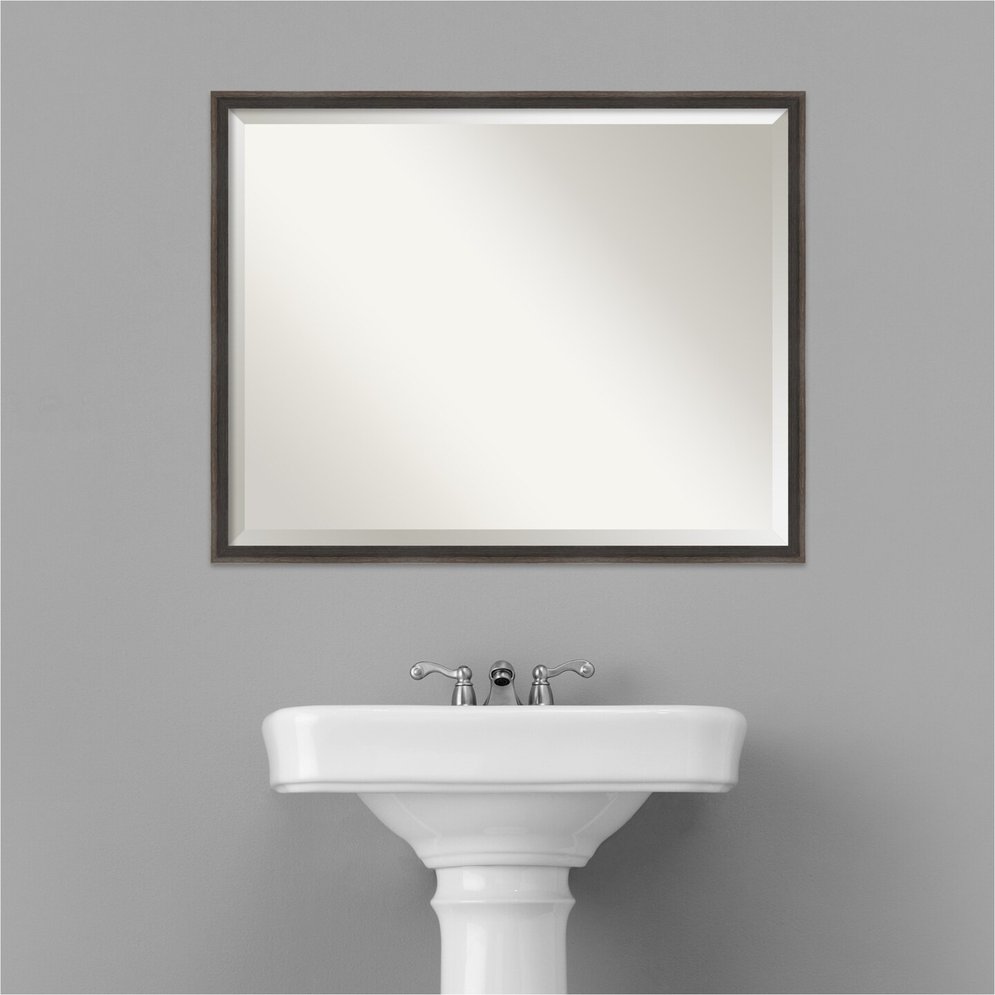 Beveled Wood Bathroom Wall Mirror, Hardwood Wedge Frame | Mirrors ...