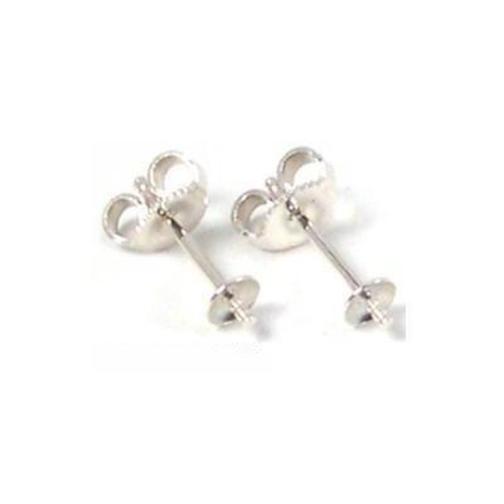 2 Earring post Sterling Silver Pearl Bead Cup Setting | Michaels