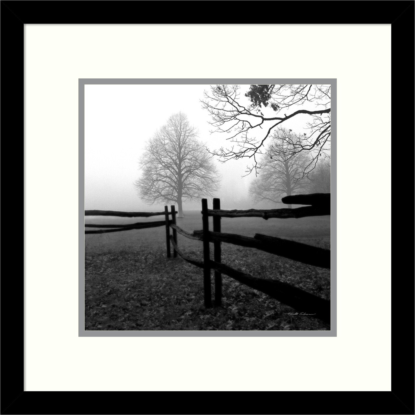 Fence in the Mist by Harold Silverman Wood Framed Wall Art Print 13 in ...