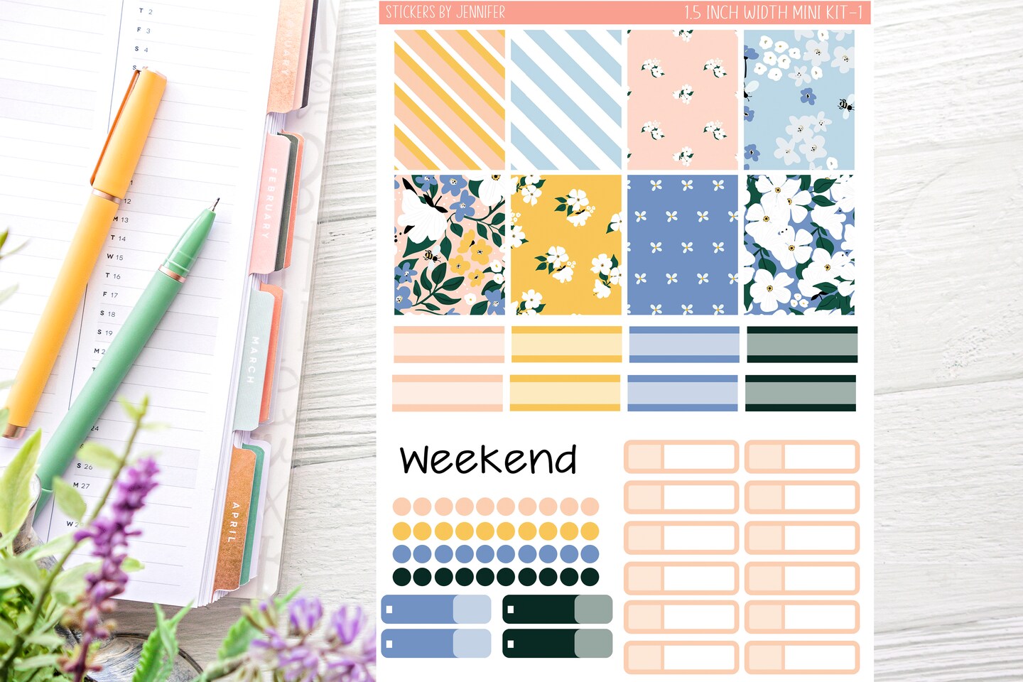 Bees Floral Planner Sticker Kit (for 7x9 vertical planners) | Michaels
