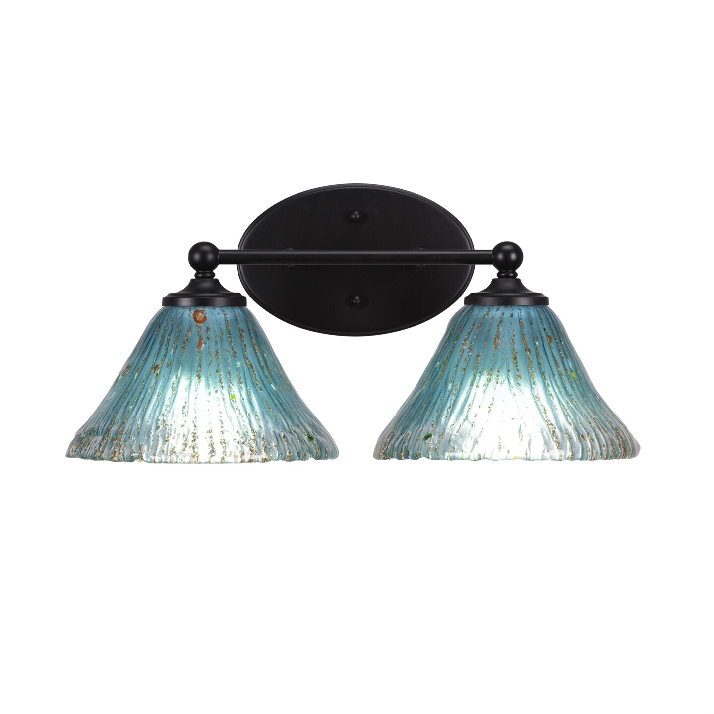 Capri 2 Light Bath Bar Shown In Matte Black Finish With 7" Teal Crystal ...
