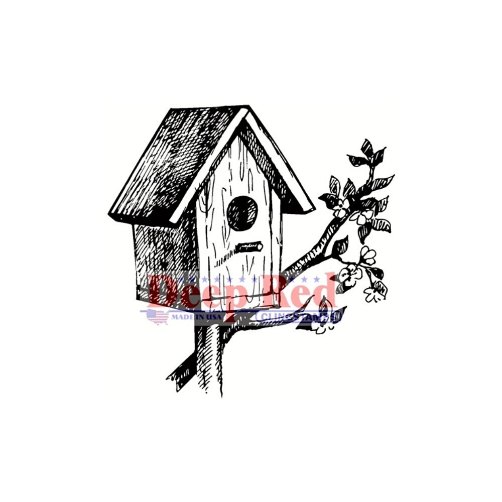 Deep Red Stamps Rustic Birdhouse Rubber Cling Stamp 2.1 x 2.1 inches ...