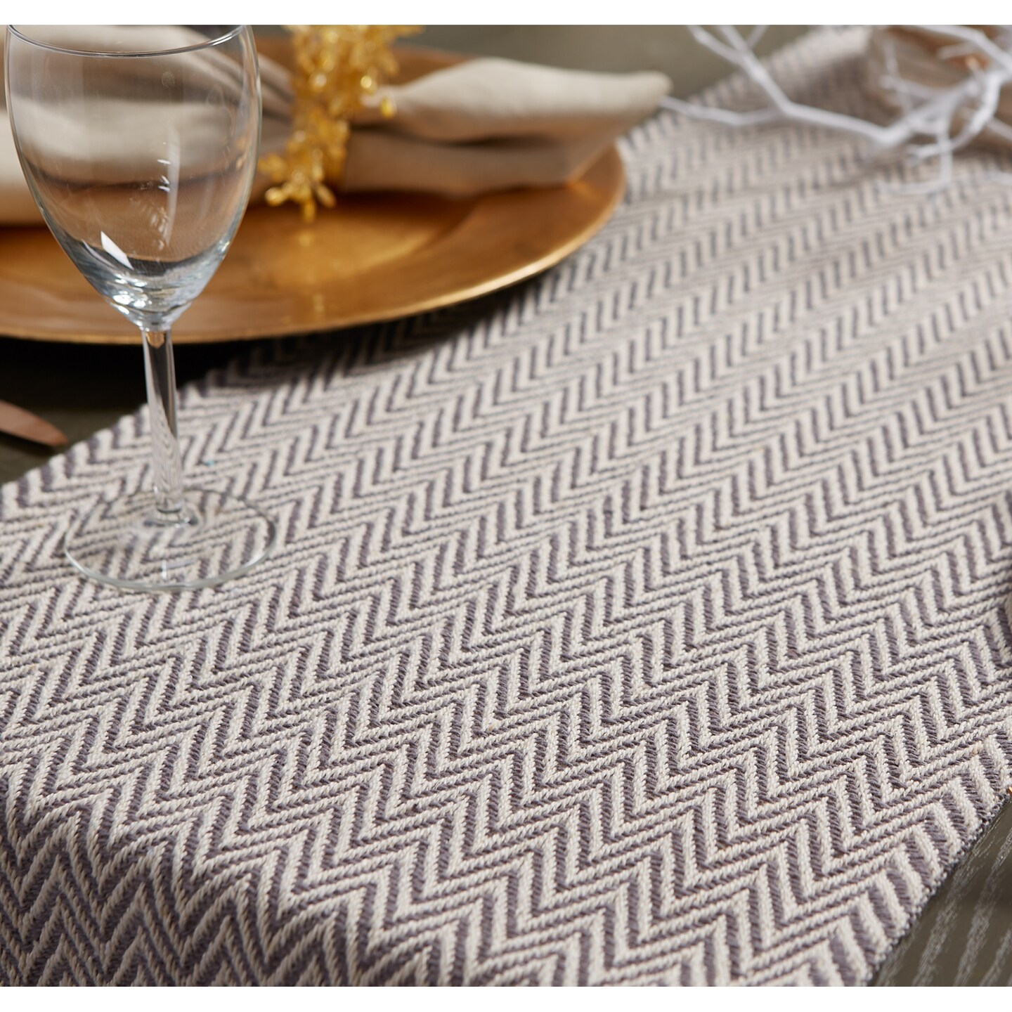 DII Gray Handloom Chevron Table Runner 15x108 | Table Linens & Runners ...