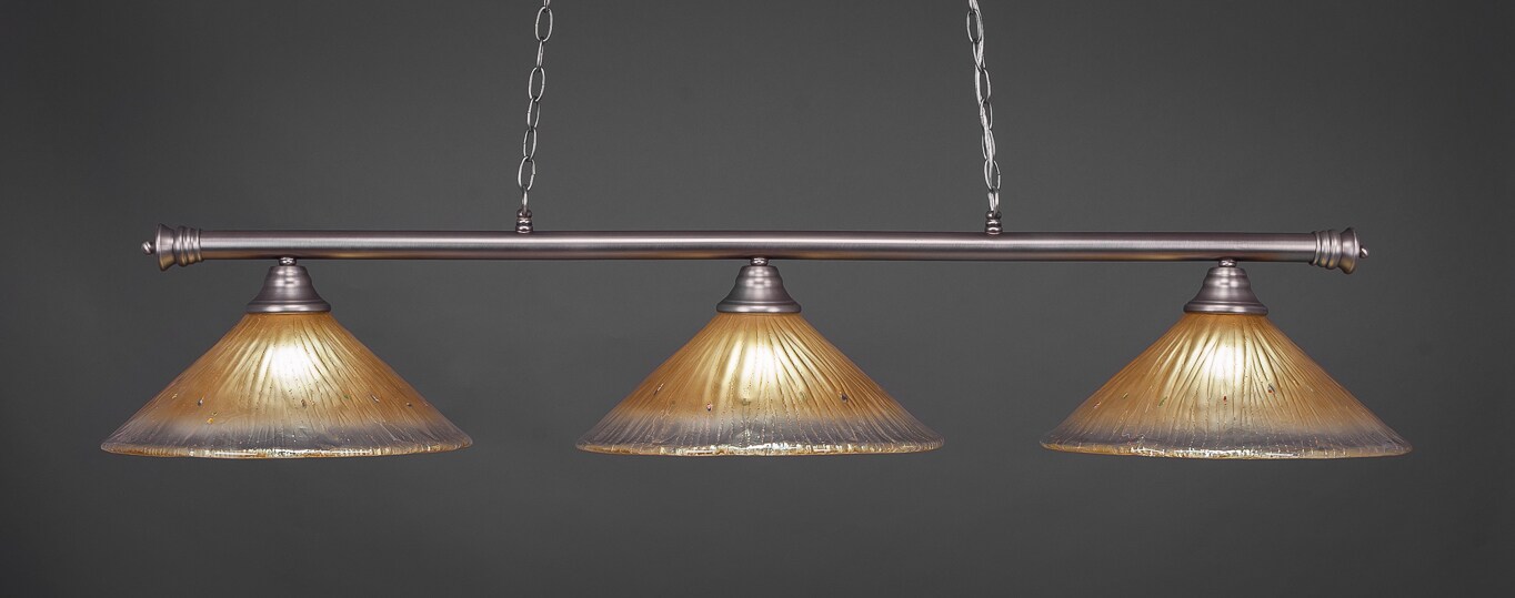 Oxford 3 Light Bar Shown In Brushed Nickel Finish With 16 Amber Crystal ...