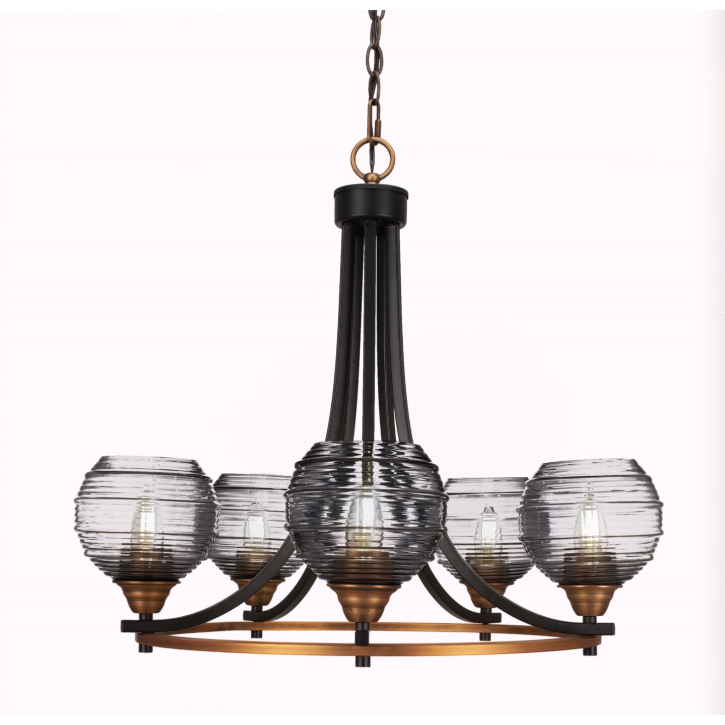 Paramount 5 Light Chandelier In Matte Black And Brass Finish With 6 ...