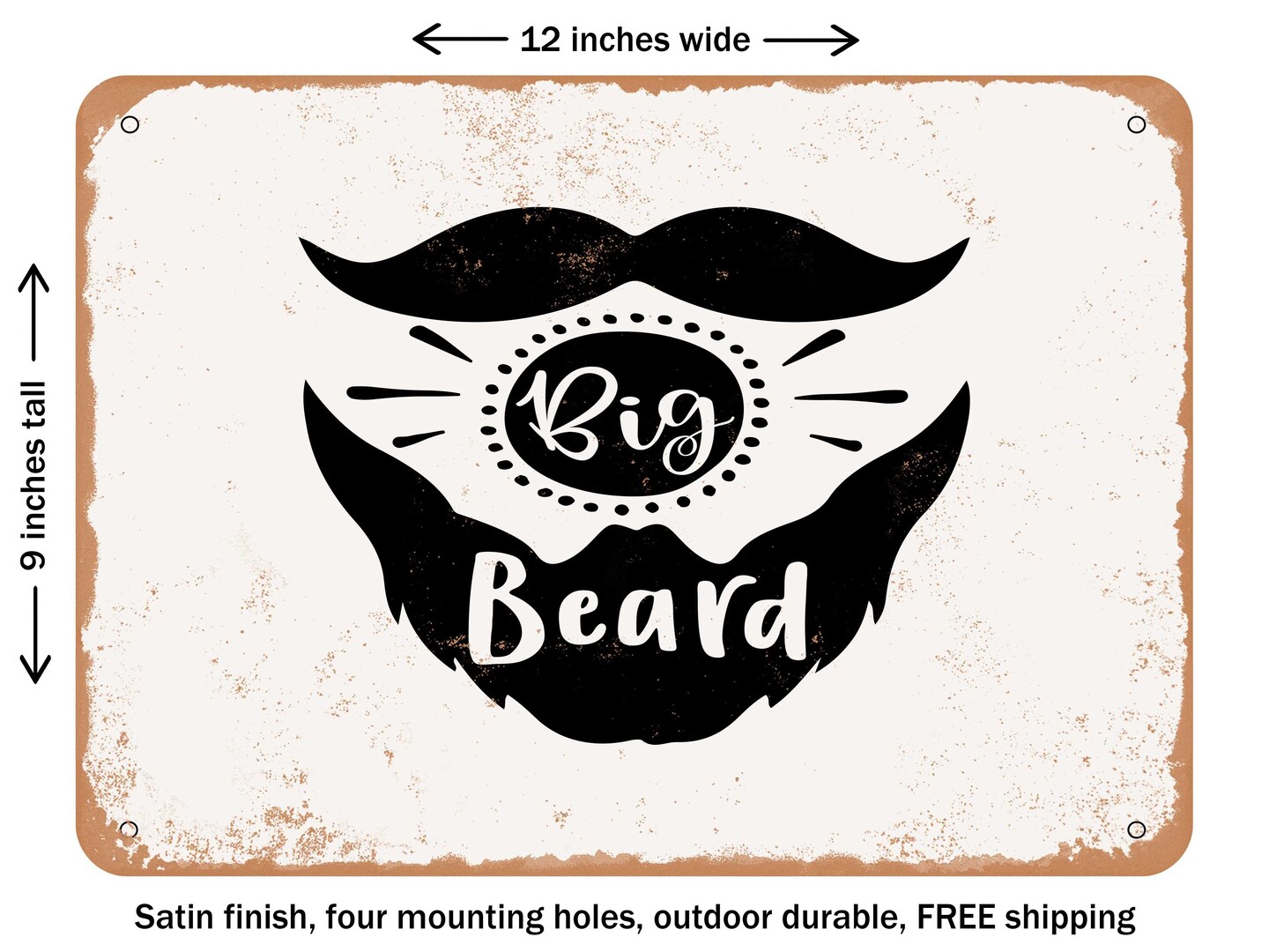 DECORATIVE METAL SIGN - Big Beard - Vintage Rusty Look | Signs | Michaels