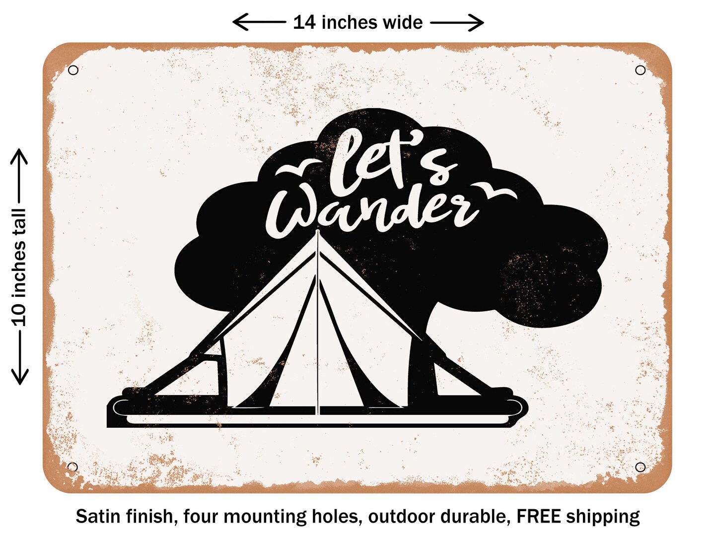 DECORATIVE METAL SIGN - Lets Wander - 2 - Vintage Rusty Look | Signs ...