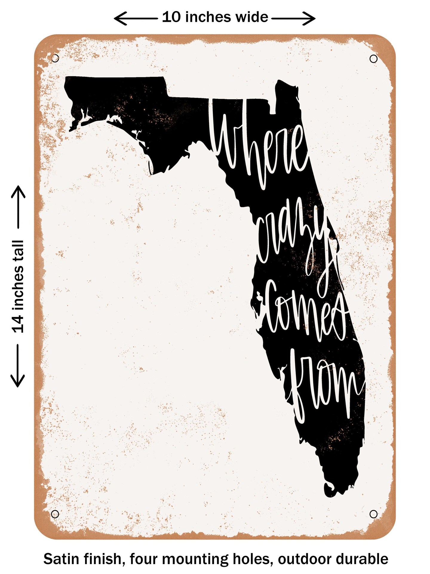 DECORATIVE METAL SIGN - Florida where crazy comes from - Vintage Rusty ...