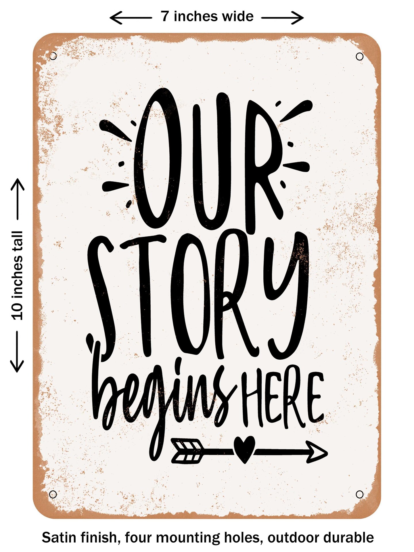 DECORATIVE METAL SIGN - Our Story Begins Here - Vintage Rusty Look ...