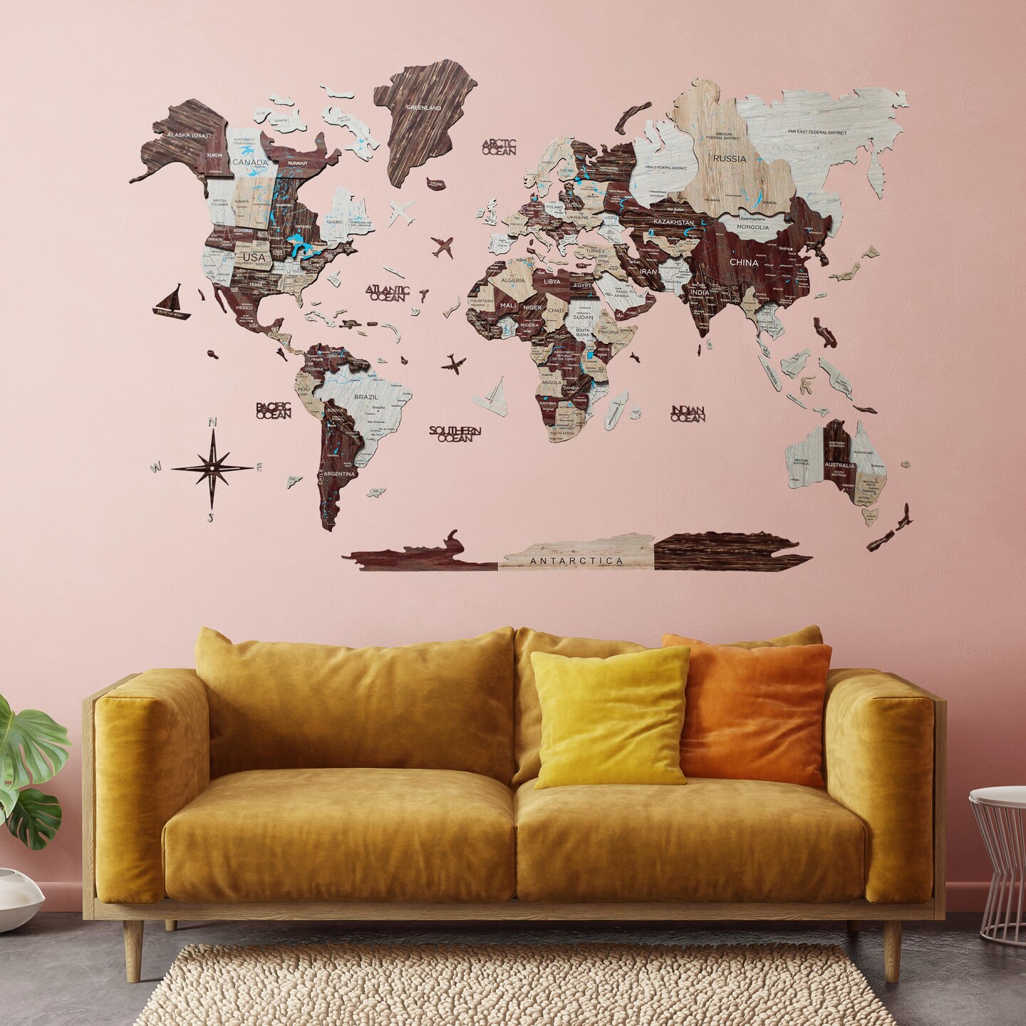 3D Wooden World Map, Travel World Map, Colorful Wall Decor, Wall Art by ...