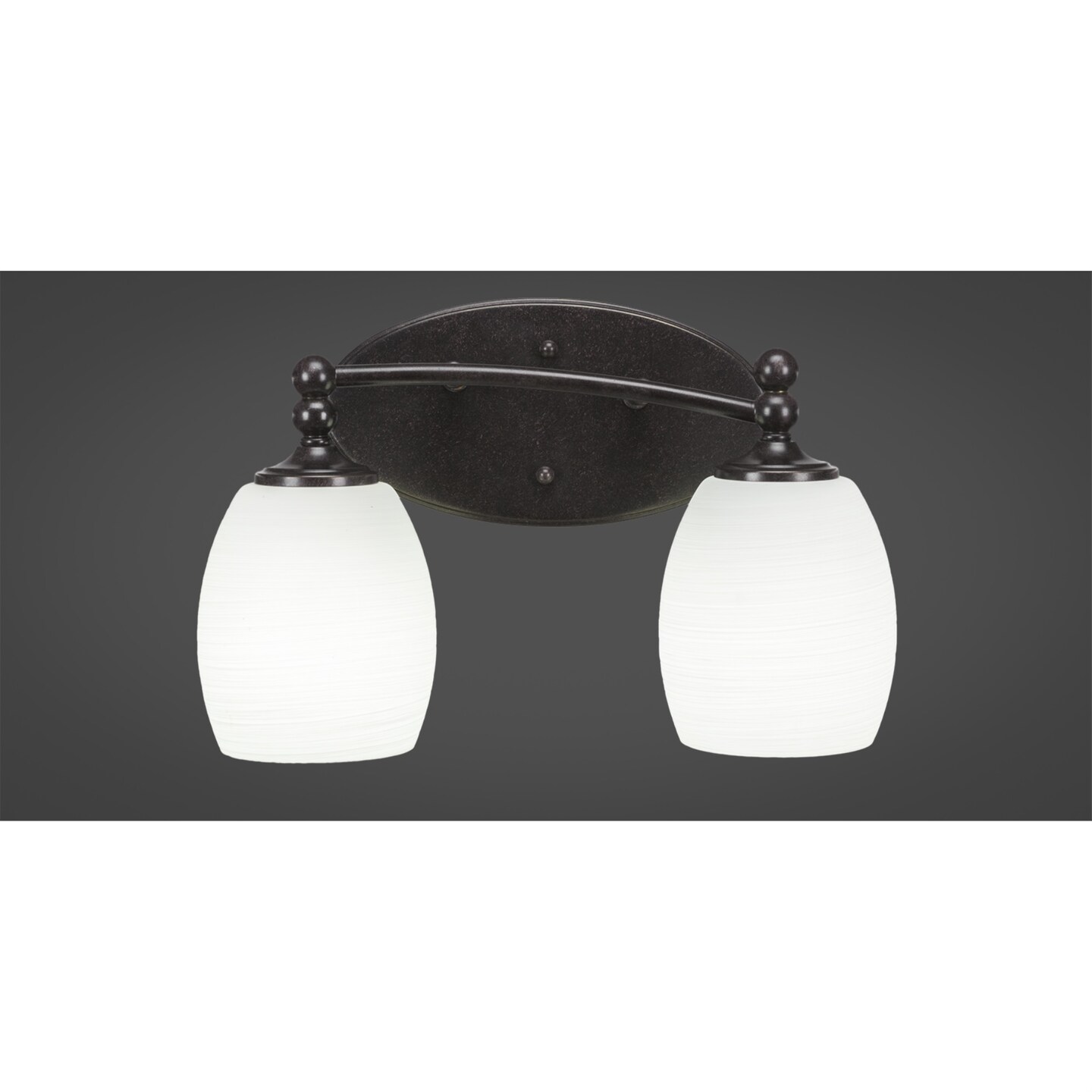 Capri 2 Light Bath Bar Shown In Dark Granite Finish With 5" White Linen ...