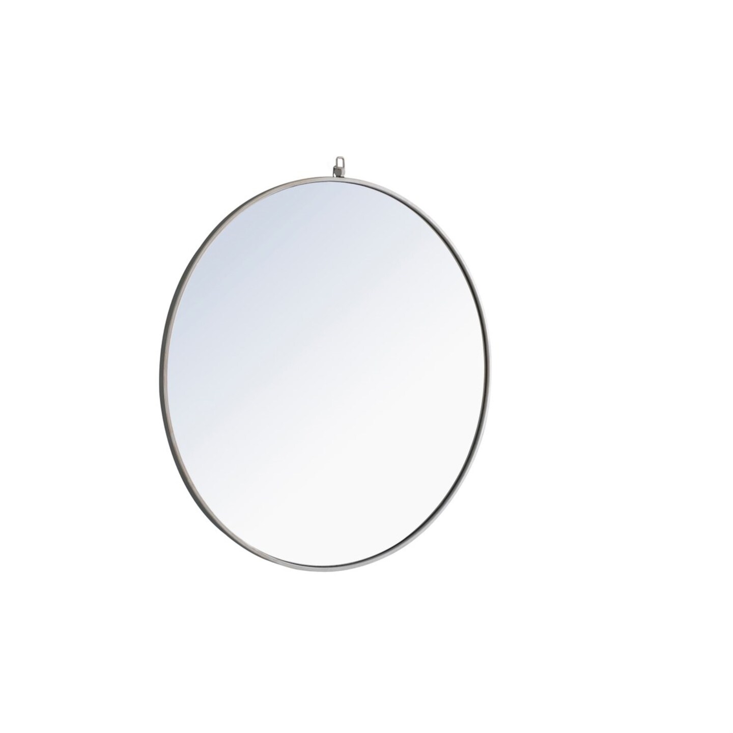 Metal frame Round Mirror with decorative hook 36 inch Silver finish ...