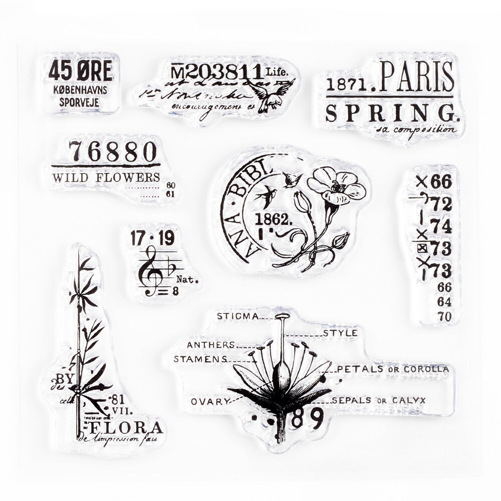 Spring Vintage Small Clear Stamps 4x4 inch by Wintertime Crafts | Michaels