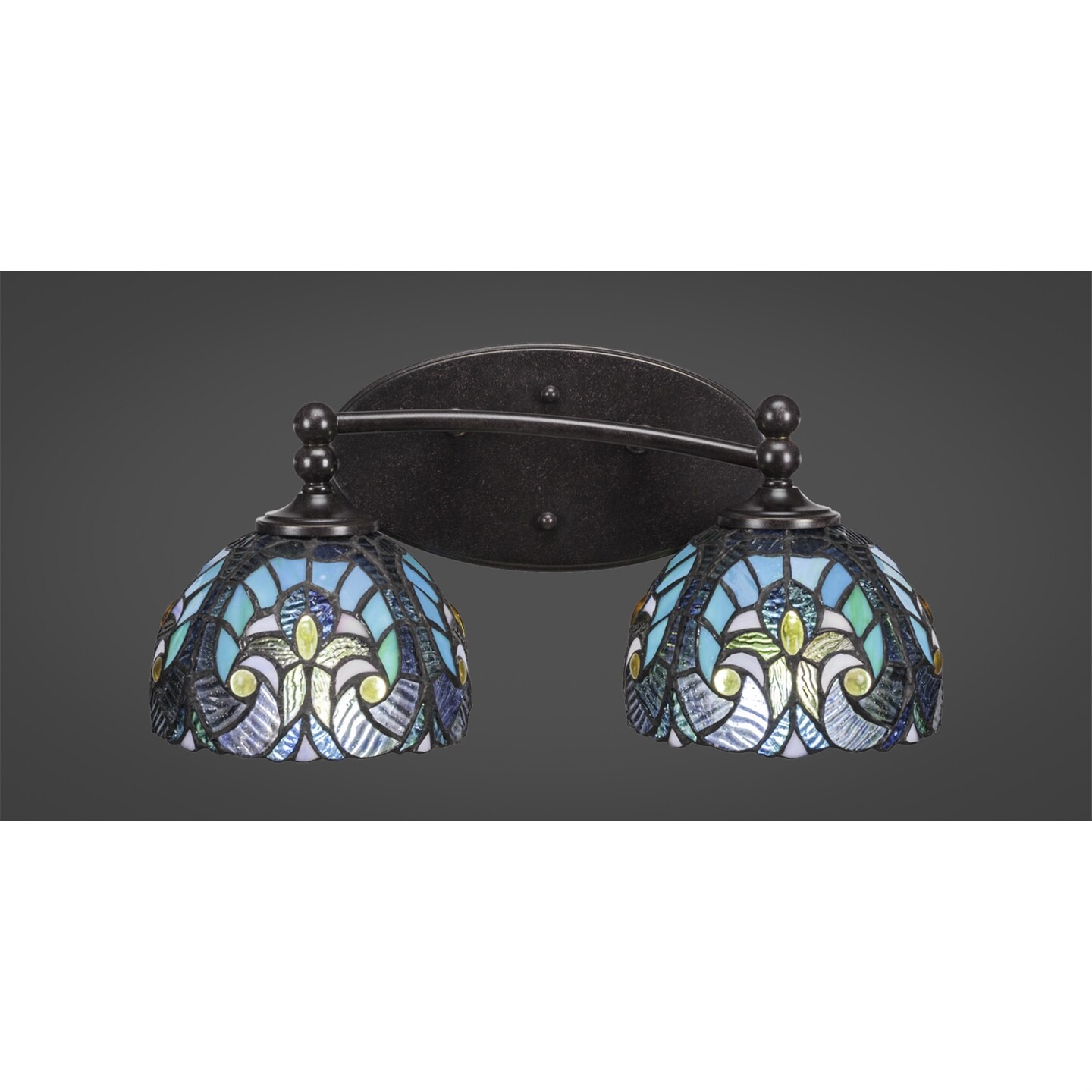 Capri 2 Light Bath Bar Shown In Dark Granite Finish With 7" Turquoise ...