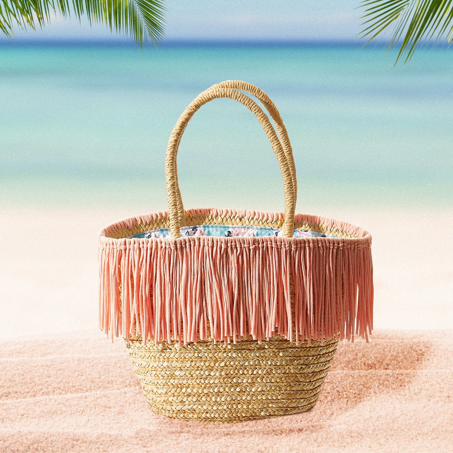 Tickled Pink Maya Pink Fringe Straw Bag | Michaels