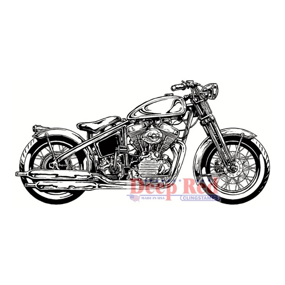 Deep Red Stamps Hardtail Motorcycle Rubber Cling Stamp 3.2 x 1.4 inches ...