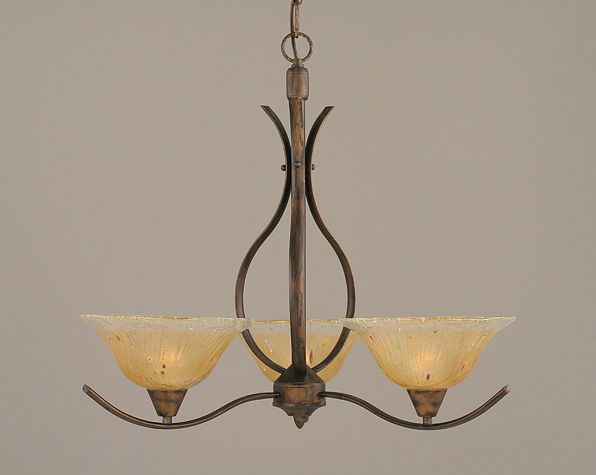 Swoop 3 Light Chandelier Shown In Bronze Finish With 10 Amber Crystal ...