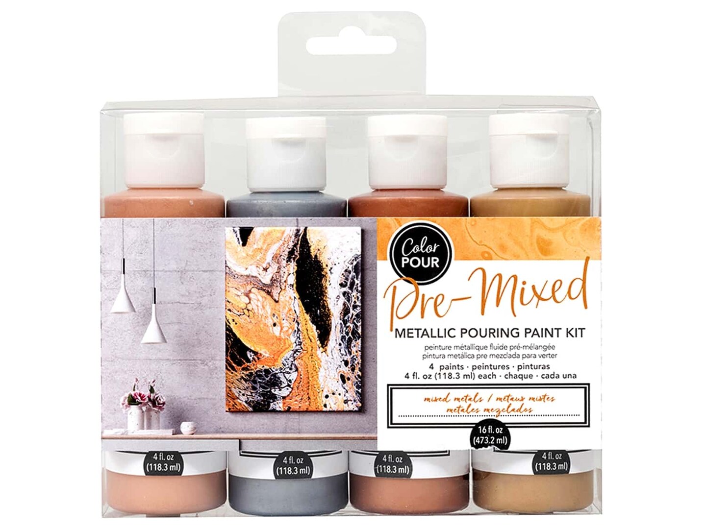 American Crafts Color Pour Pre Mixed Pouring Paint Kit - Mixed Metals ...