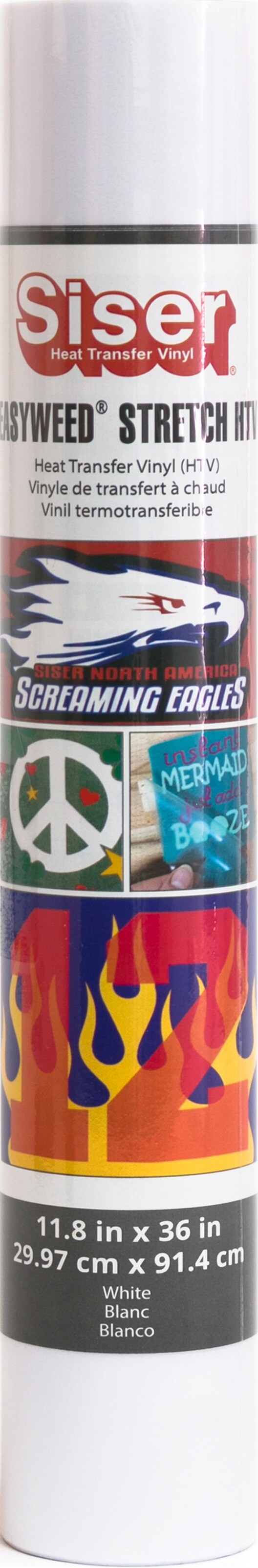 Siser EasyWeed Stretch HTV Vinyl 11.8"X36" Roll-White | Stencils ...