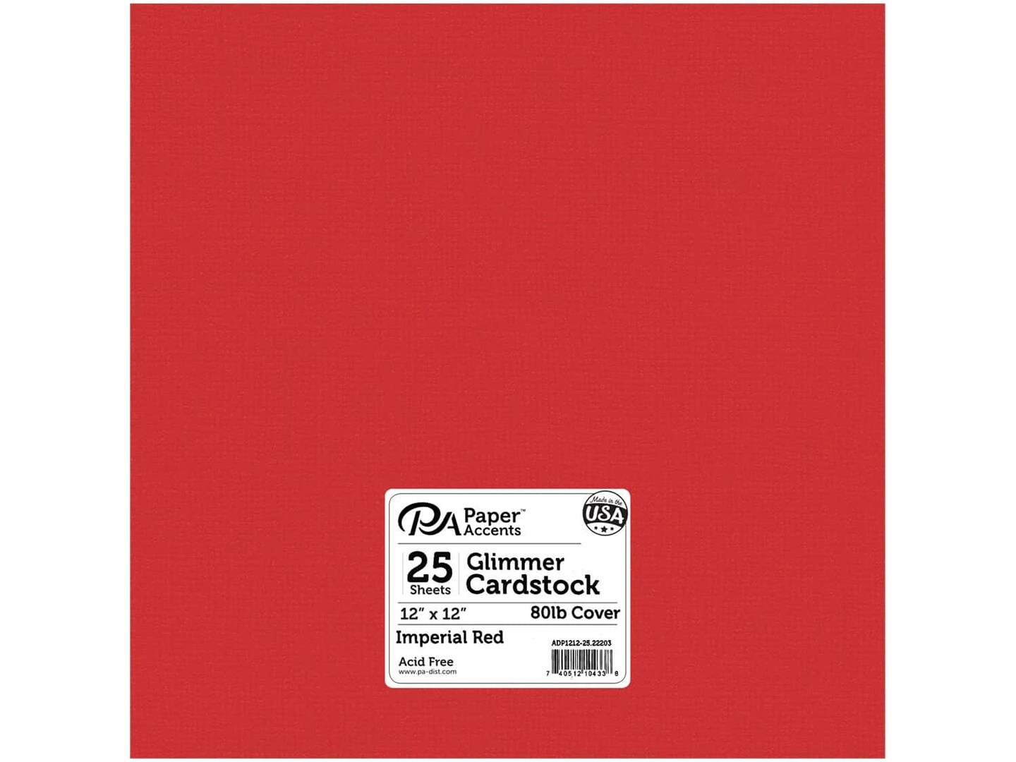 Paper Accents Glimmer Cardstock - 12 x 12 in. - #22203 Imperial Red 25 ...