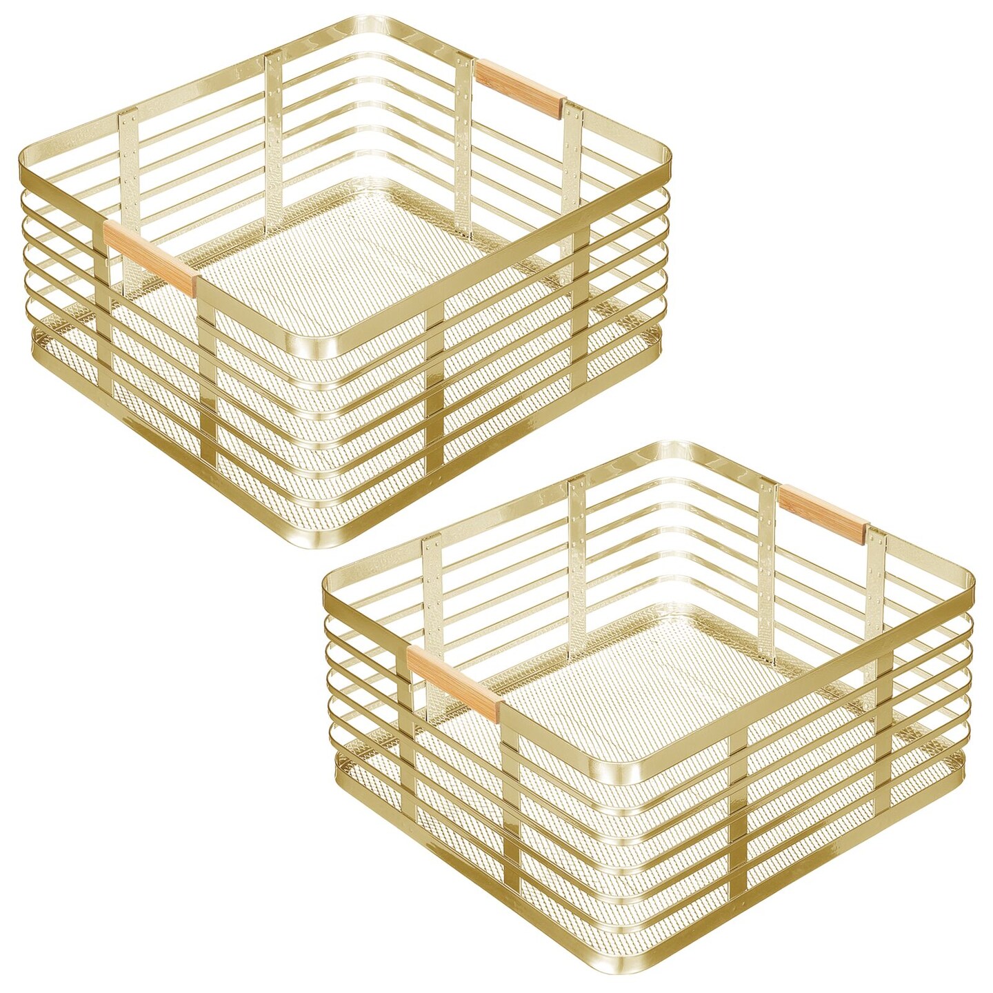 Mdesign Metal Rustic Large Food Storage Bin Basket 2 Pack Soft