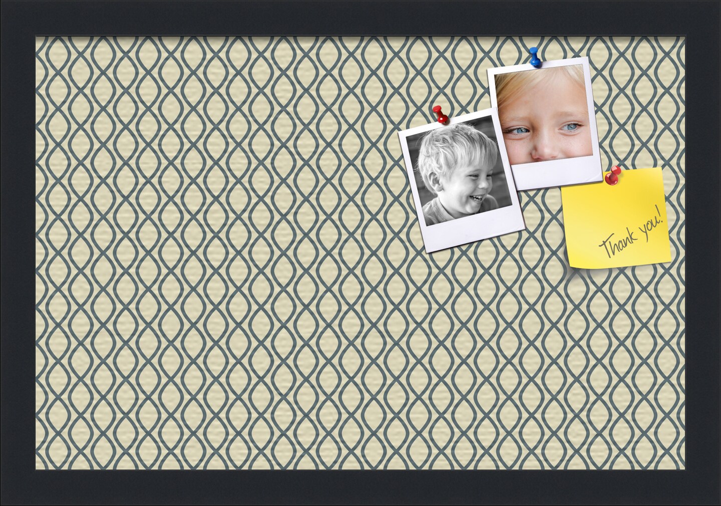 PinPix Custom Bulletin Board Yellow And Blue Waves Poster Board Has a ...