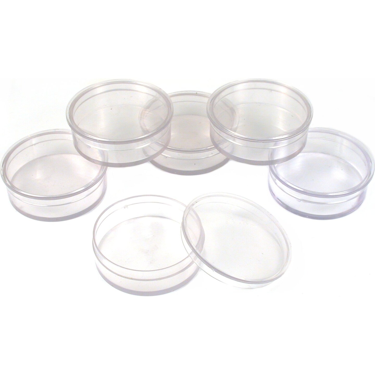 6 Round Gem Jars Beading Clear Storage Organizer 1.75" | Michaels