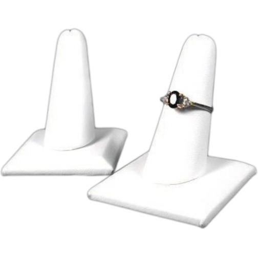 2 Ring Finger Displays White Leather Holders Showcase | Michaels