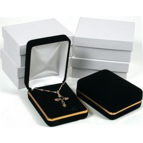 4 Pendant Chain Gift Boxes Display Black Velvet | Michaels