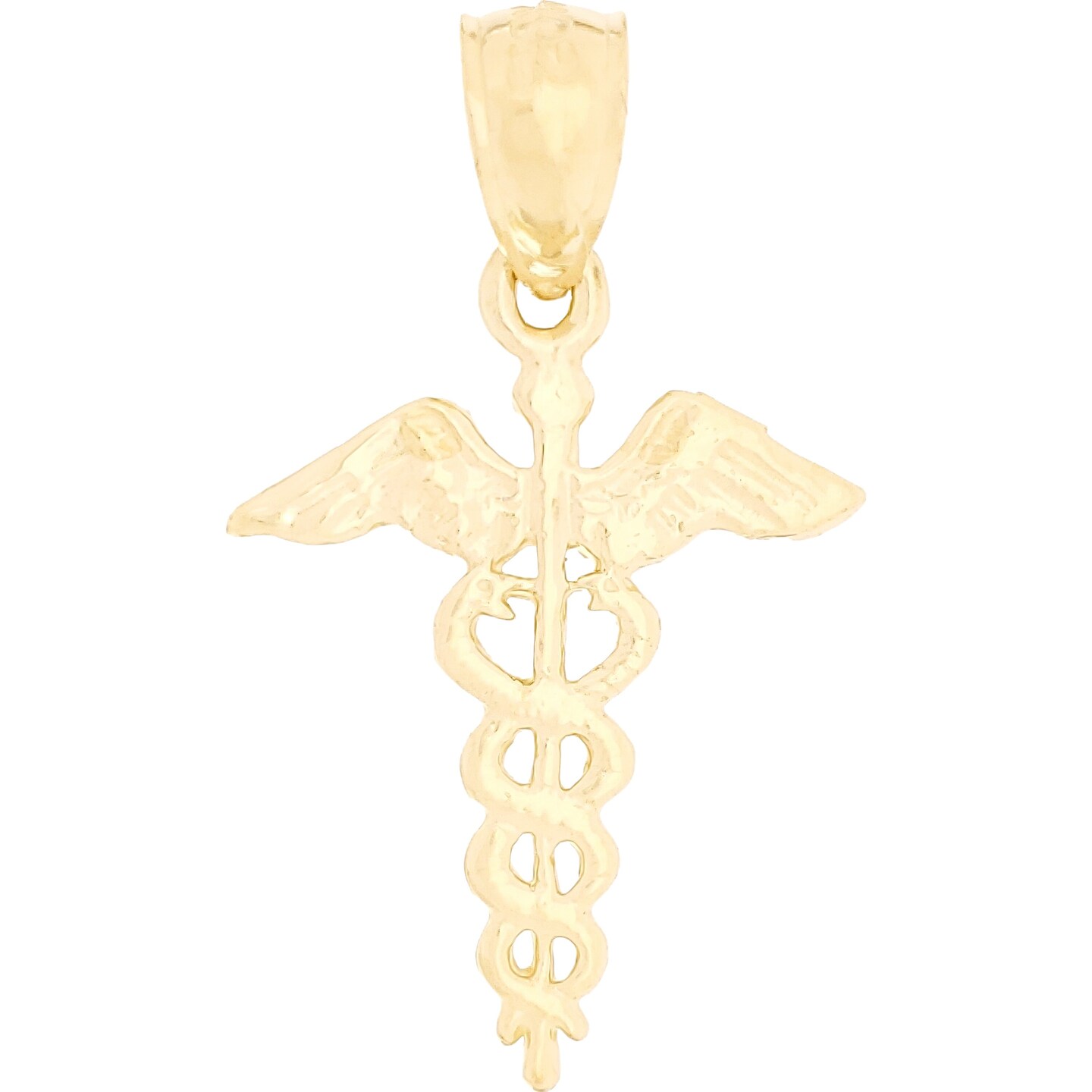 Caduceus Charm Diamond-Cut 14k White Gold 19mm | Michaels