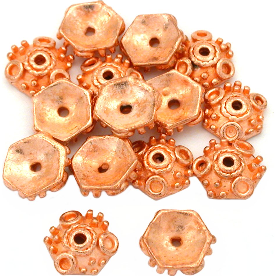 Hex Bali Bead End Caps Copper Plated 10.5mm Approx 15 | Michaels