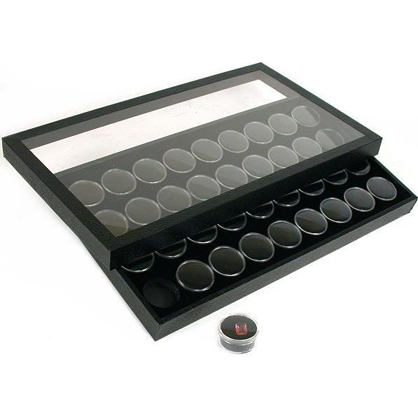 36 Black Gem Jars Display & Acrylic Lid Travel Tray | Michaels
