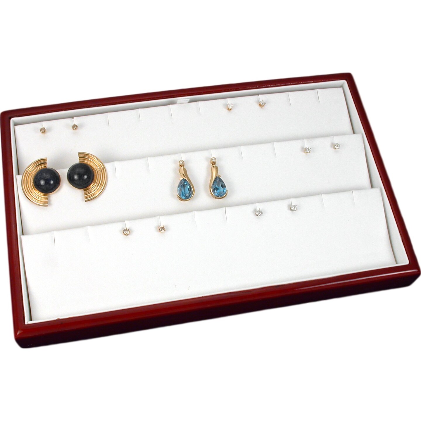 White Leather Rosewood 15 Earring Tray Jewelry Display | Michaels