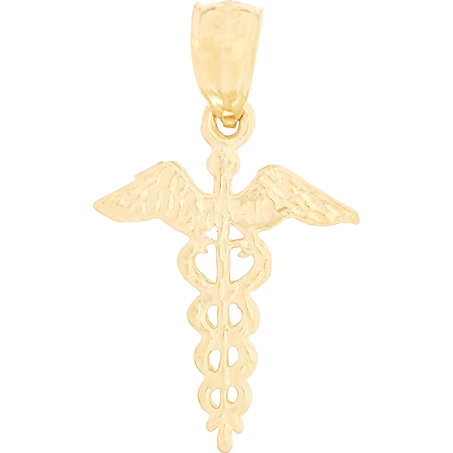 Caduceus Charm Diamond-Cut 14k White Gold 19mm | Charms | Michaels