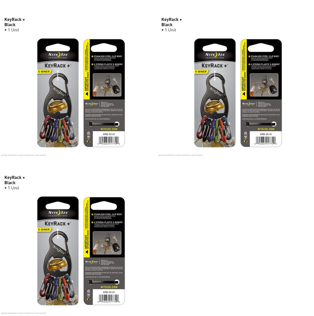 Nite Ize S-Biner Key Rack and Bottle Opener Keychain Black Pack of 3 ...