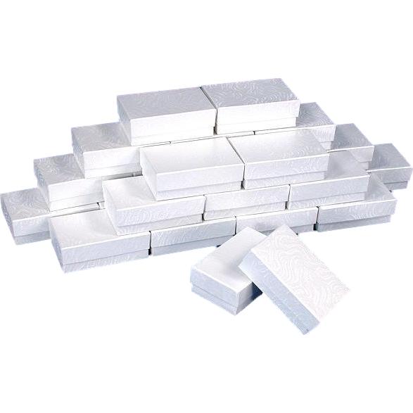 25 White Swirl Charm Cotton Boxes Pendant Gift Displays 2 5/8" | Michaels