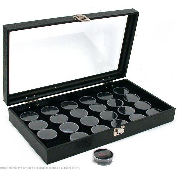 24 Black Gem Jars Display & Glass Top Case | Michaels