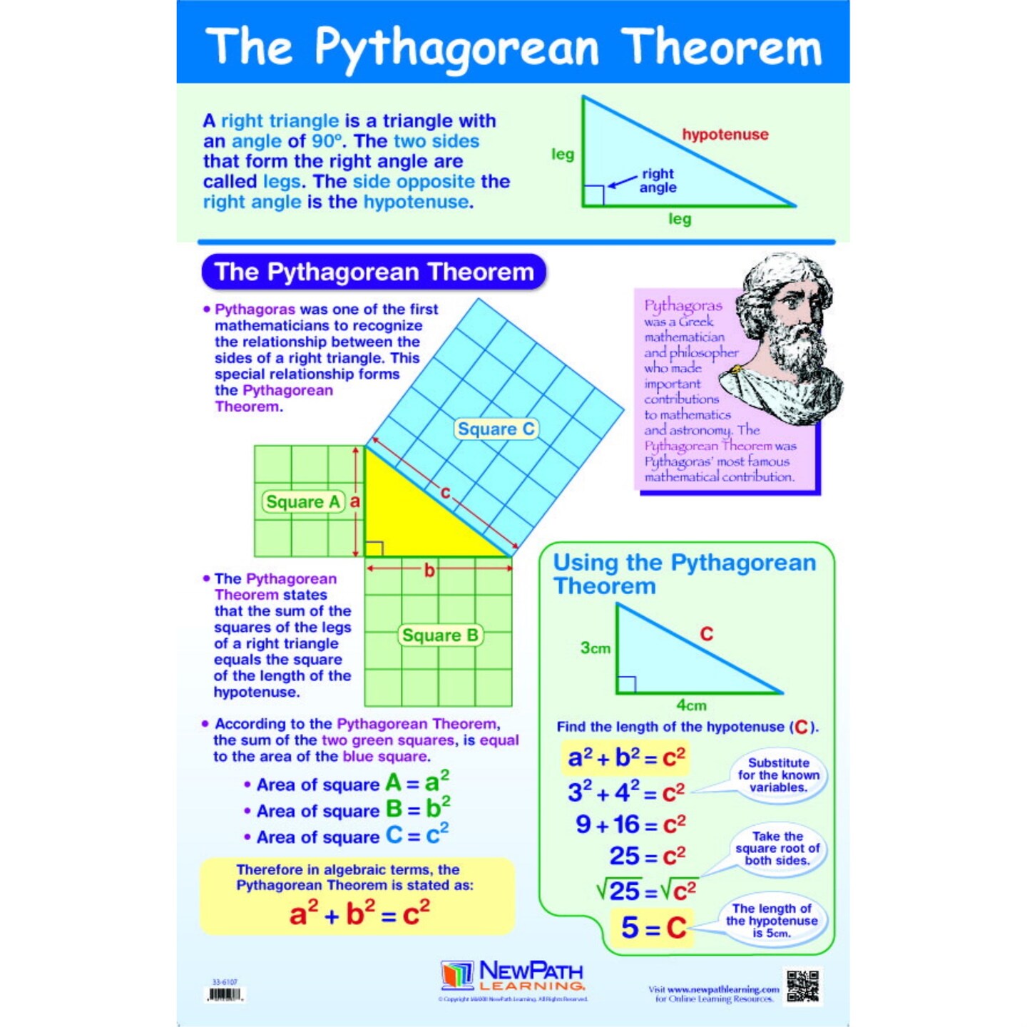 NewPath the Pythagorean Theorem Laminated Poster | Active Play | Michaels