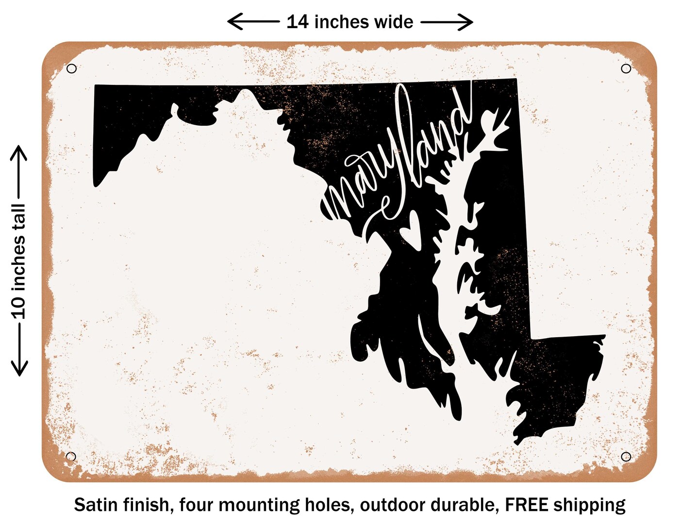 DECORATIVE METAL SIGN - Maryland Heart - Vintage Rusty Look | Signs | Michaels