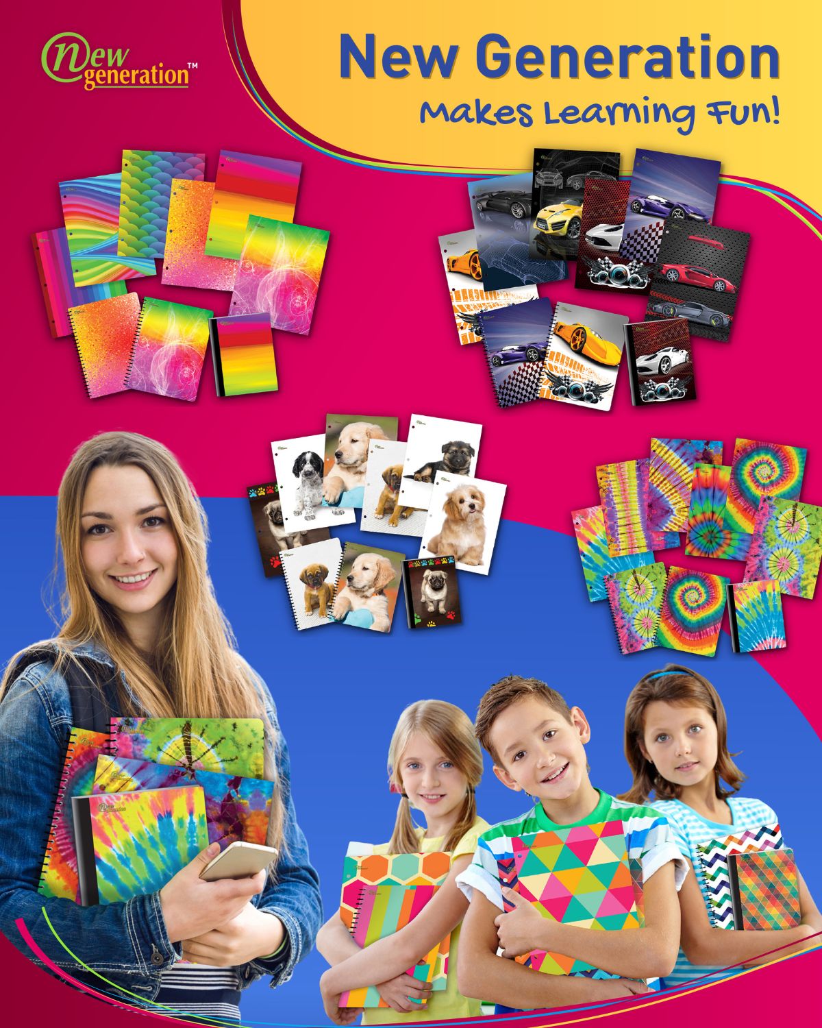 New Generation - Tie Dye - 2 Pocket Folders , Fashion School Folders ...