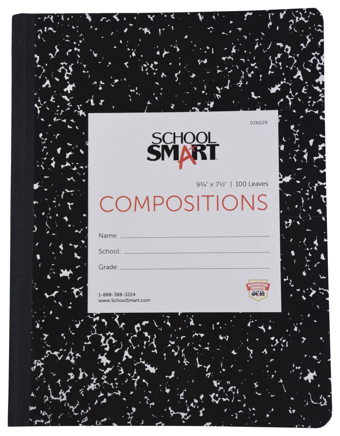 School Smart Hard Cover Marbleback Composition Book, 9-3/4 X 7-1/2 in ...