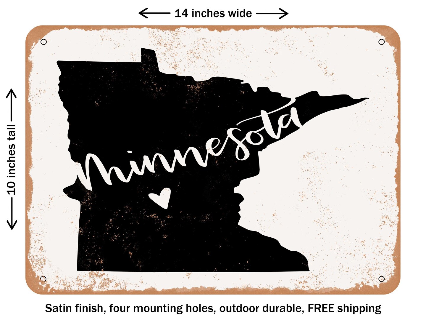 DECORATIVE METAL SIGN - Minnesota Heart - Vintage Rusty Look | Signs ...