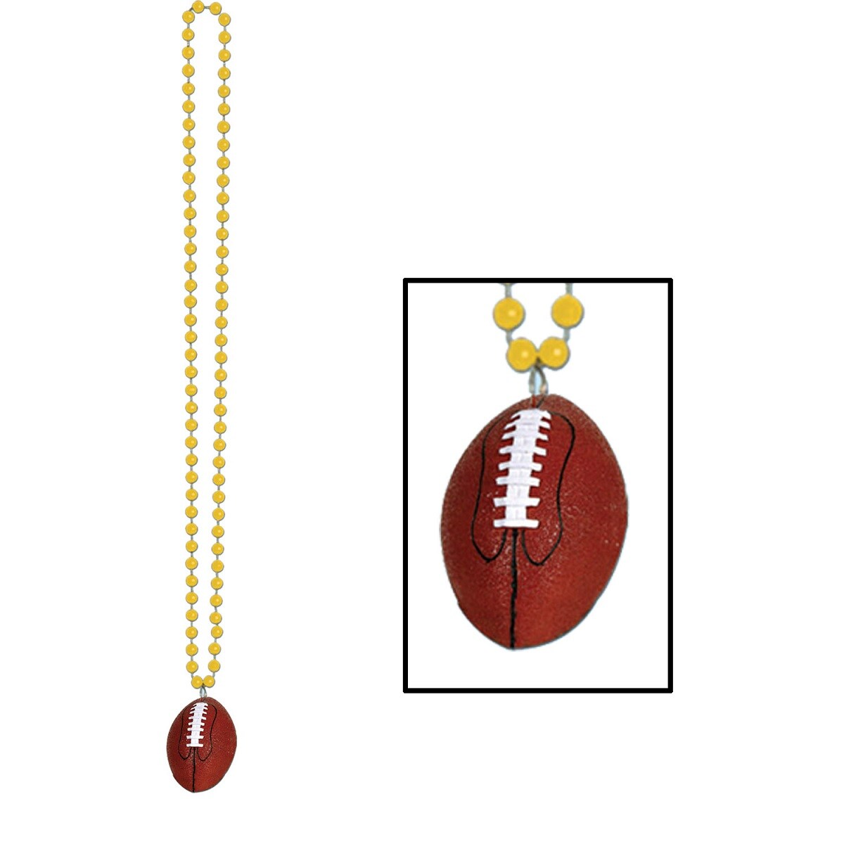 Beistle Club Pack Of 12 Gold Beads With Football Medallion Party