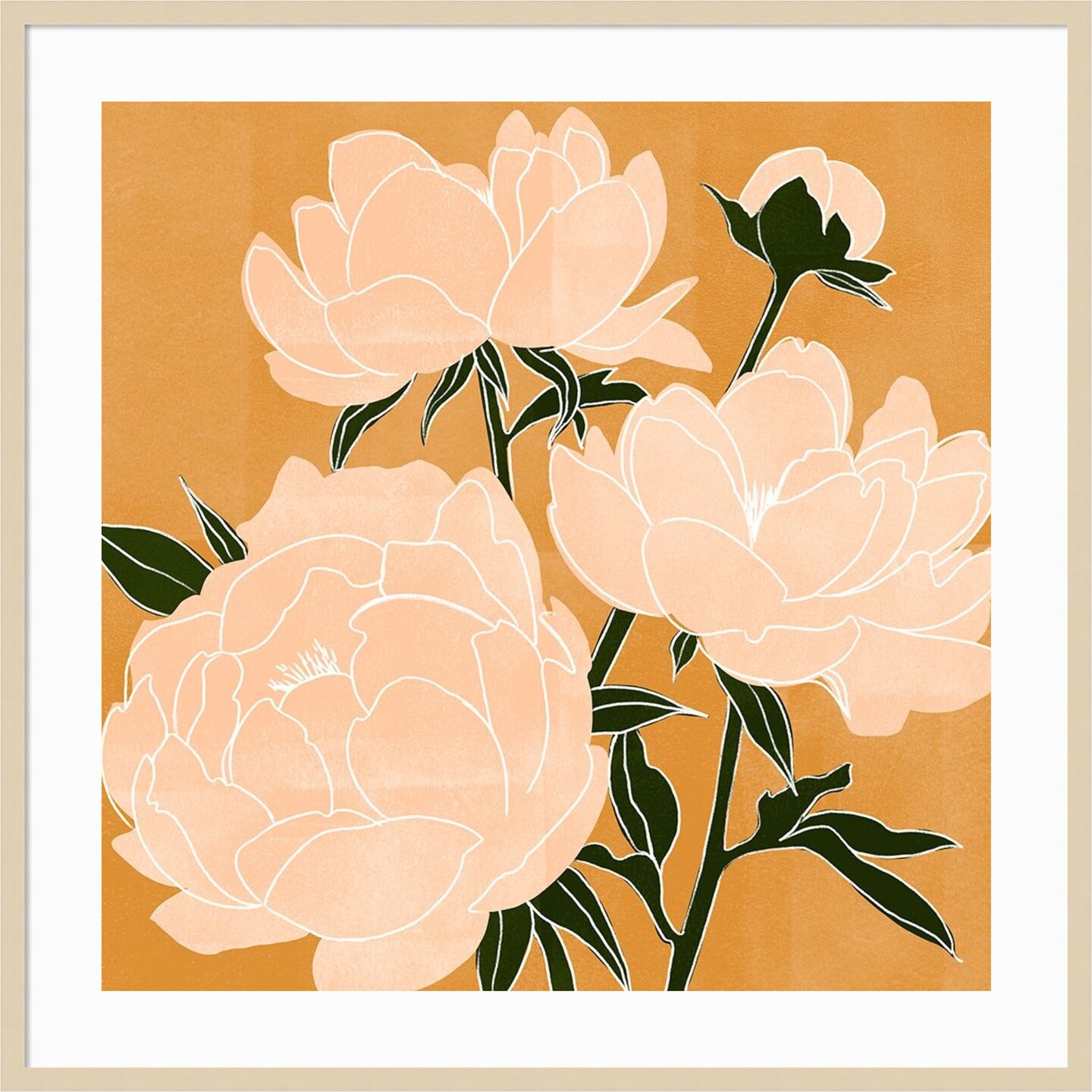 Modern Peonies II by Emma Scarvey Wood Framed Wall Art Print 41 in. W x ...
