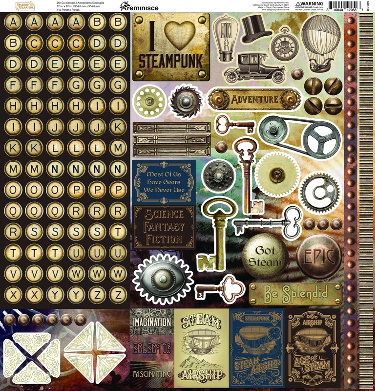 Splendid Steampunk 12x12 Sticker Sheet - Reminisce | Michaels
