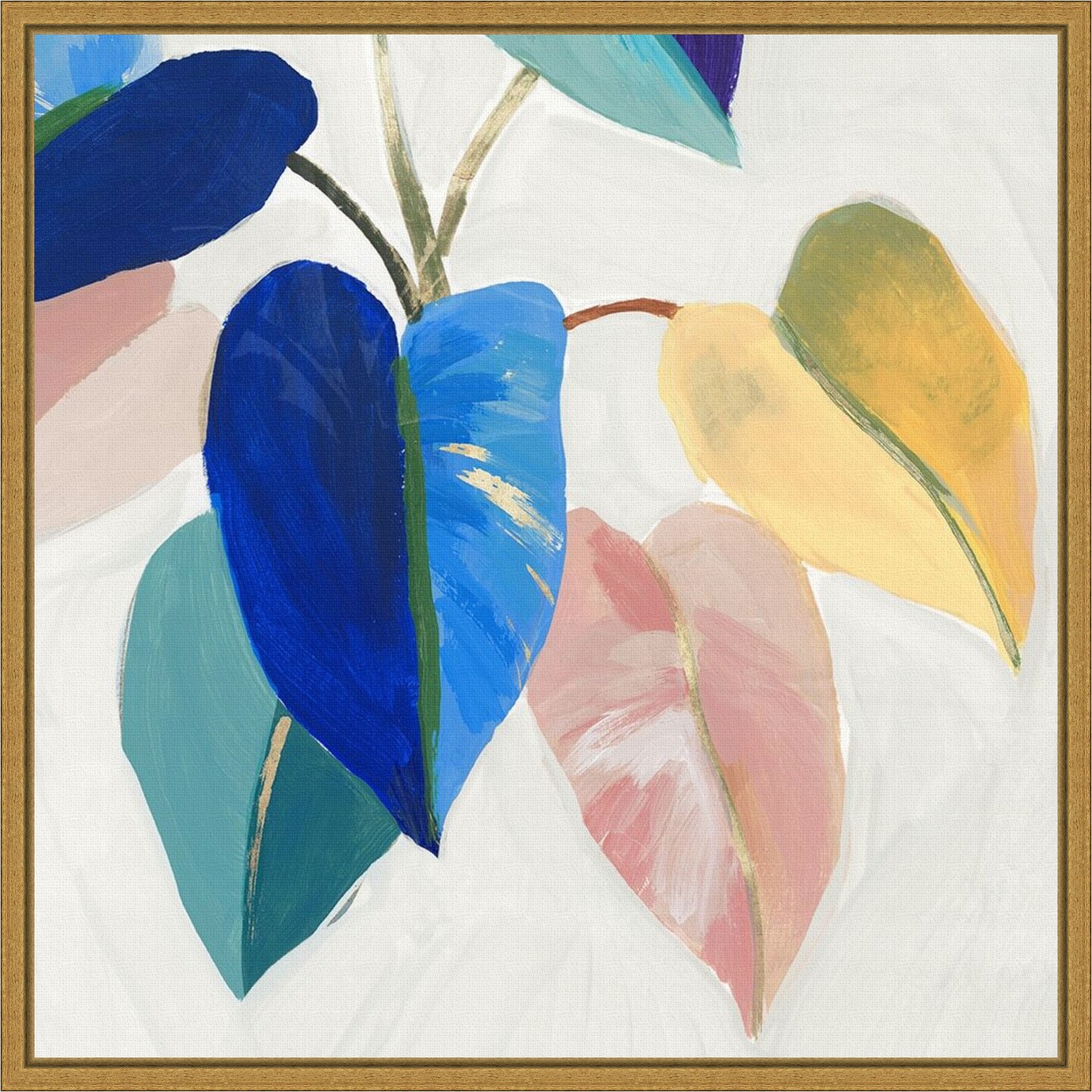 Bright Mood I (Leaves) by Isabelle Z 16-in. W x 16-in. H. Canvas Wall ...