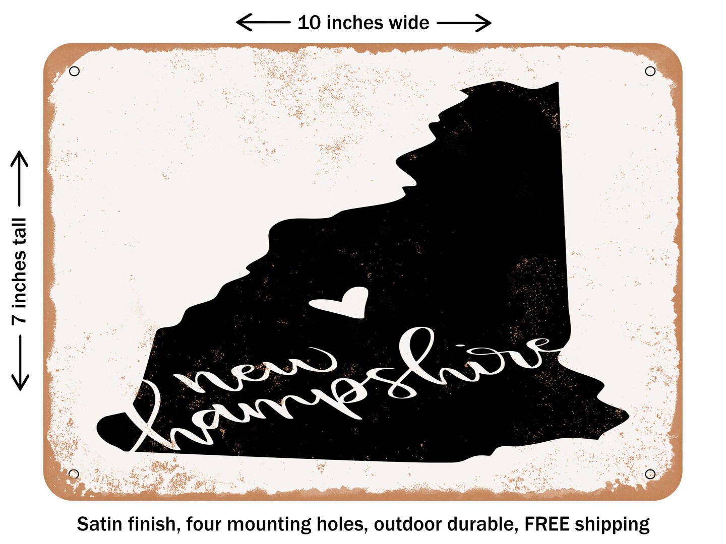 DECORATIVE METAL SIGN - New Hampshire Heart - Vintage Rusty Look | Michaels