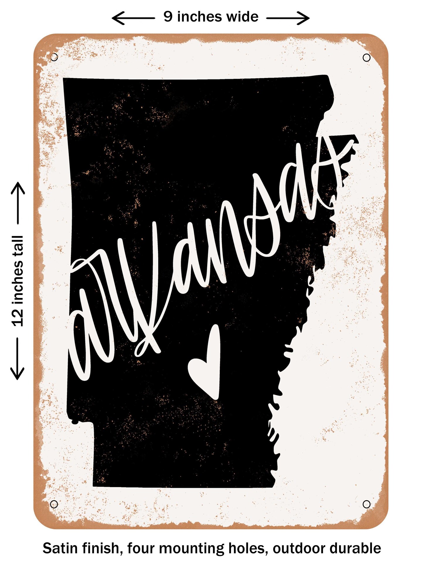 DECORATIVE METAL SIGN - Arkansas Heart - Vintage Rusty Look | Michaels