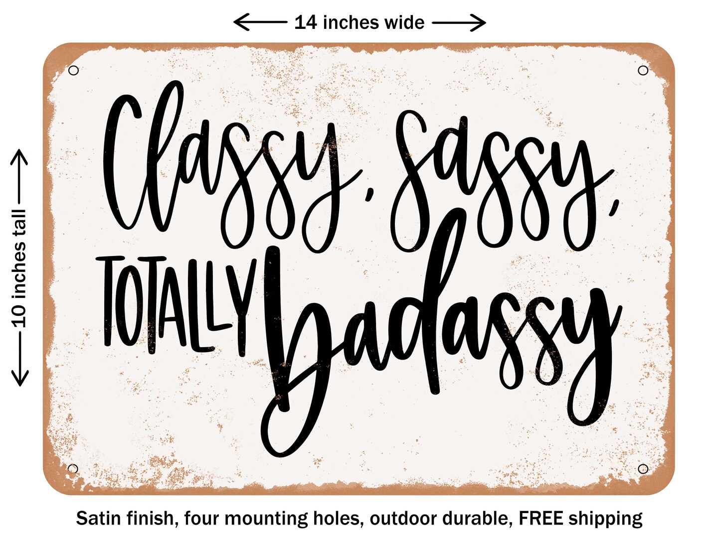 DECORATIVE METAL SIGN - Classy Sassy Badassy - Vintage Rusty Look ...